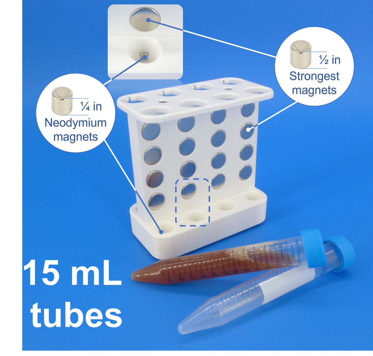Magnetic rack for 15 mL tubes for DNA, RNA and other biomolecules puri ...