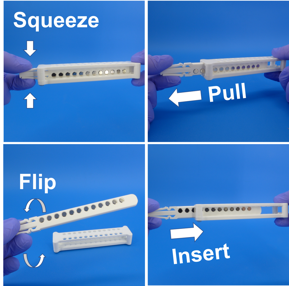 Magnetic rack for DNA, RNA purification; for 100-250 microliter PCR tu ...