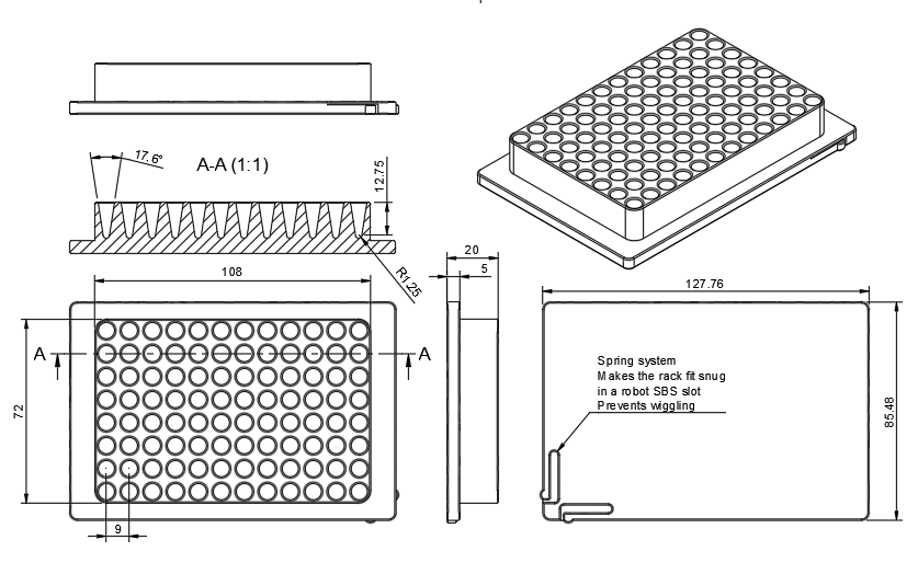 96 wells plate rack for liquid handler footprint – Sergi Lab Supplies